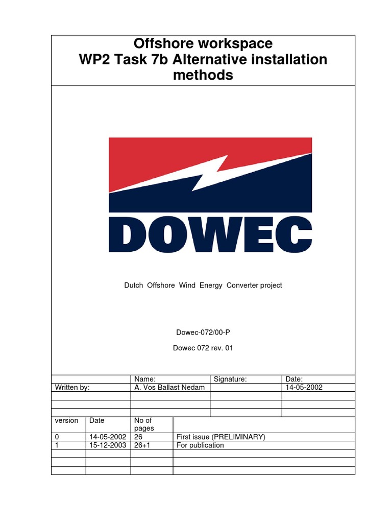 Offshore Workspace WP2 Task 7b Alternative Installation Methods | PDF ...