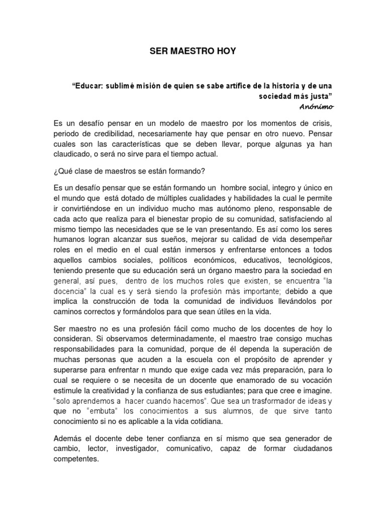 Los retos de ser maestro en la actualidad y la importancia de ...
