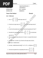 Engineering Mathematics I Question Paper | PDF | Curvature | Matrix ...