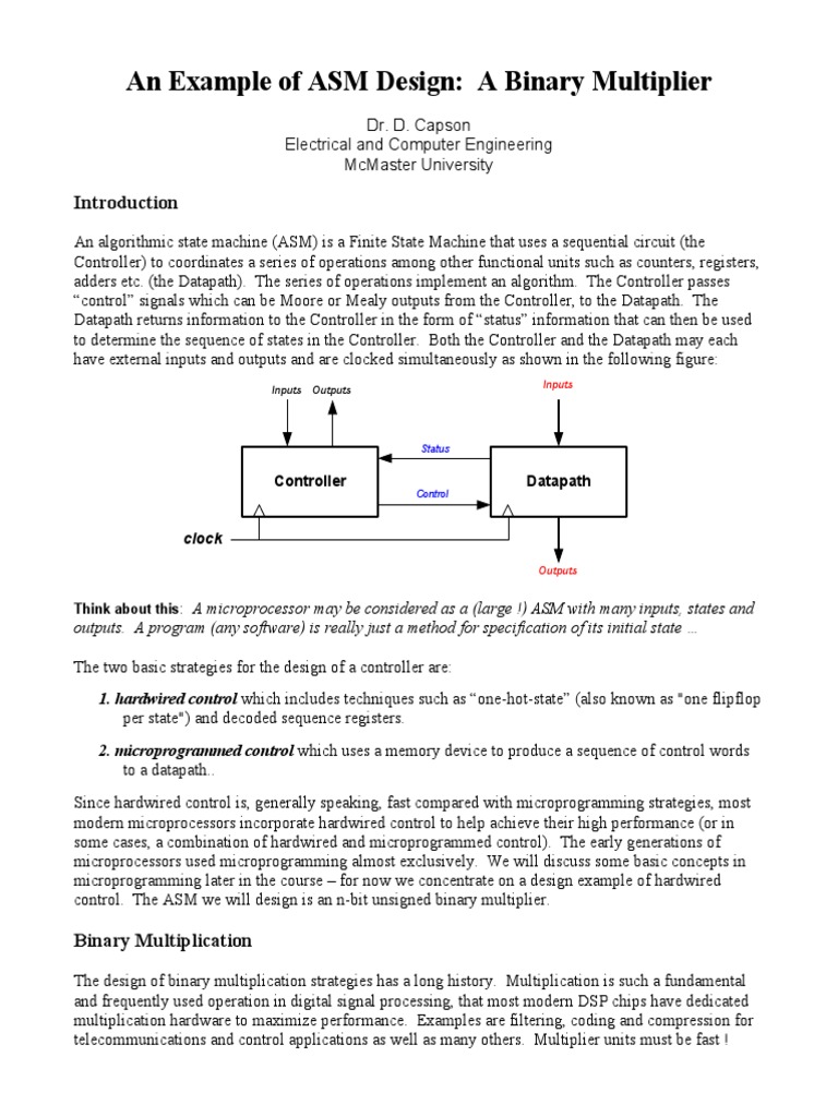 ASM Design Example Bin Mult | PDF | Multiplication | Arithmetic