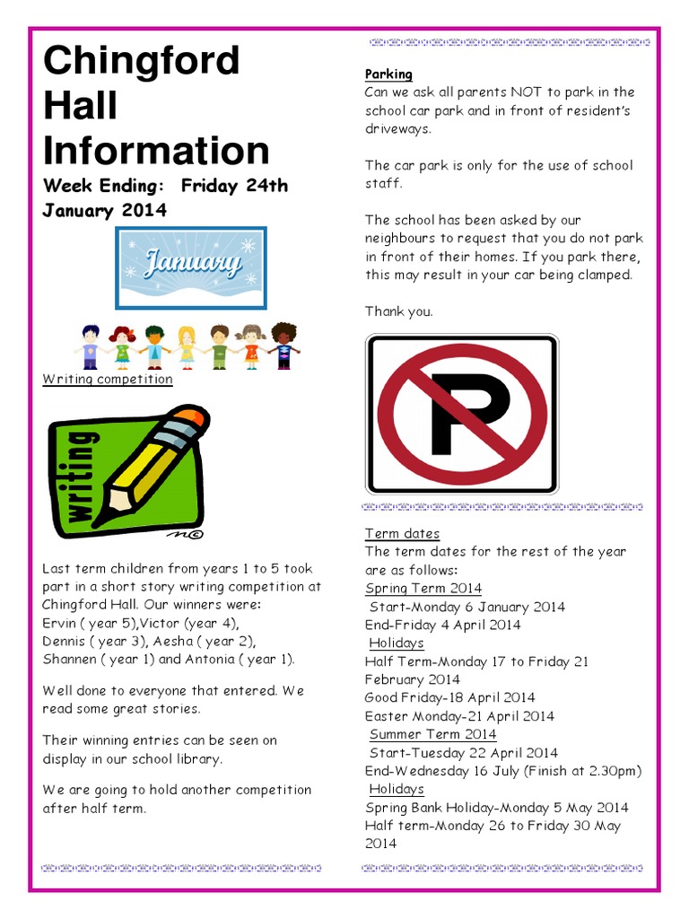 Chingford Hall Weekly Update: Jan 2014 | PDF