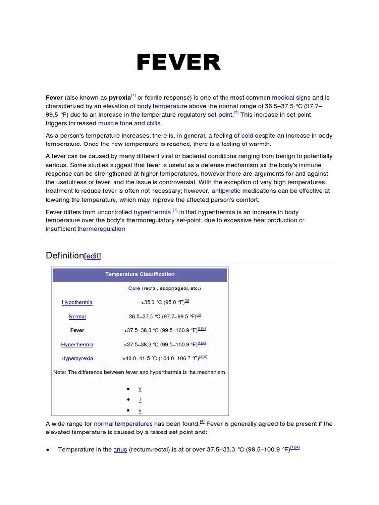 Understanding Fever and Body Temperature | PDF | Fever | Hyperthermia