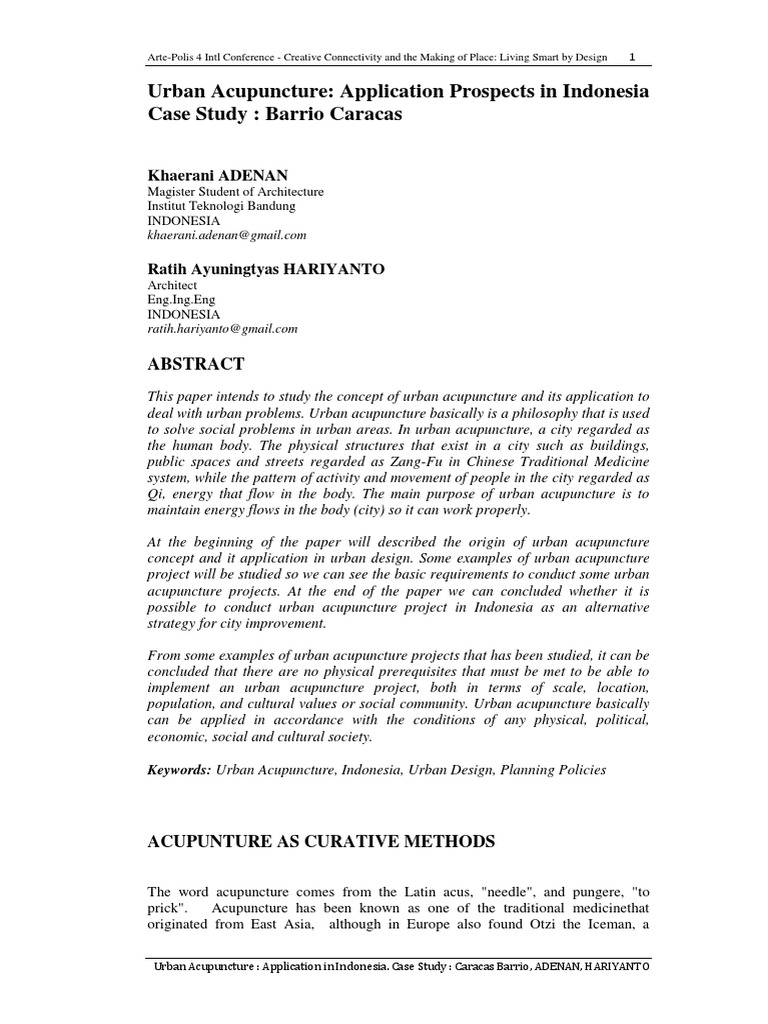 Urban Acupuncture in Indonesia: Case Study | PDF | Traditional Chinese ...