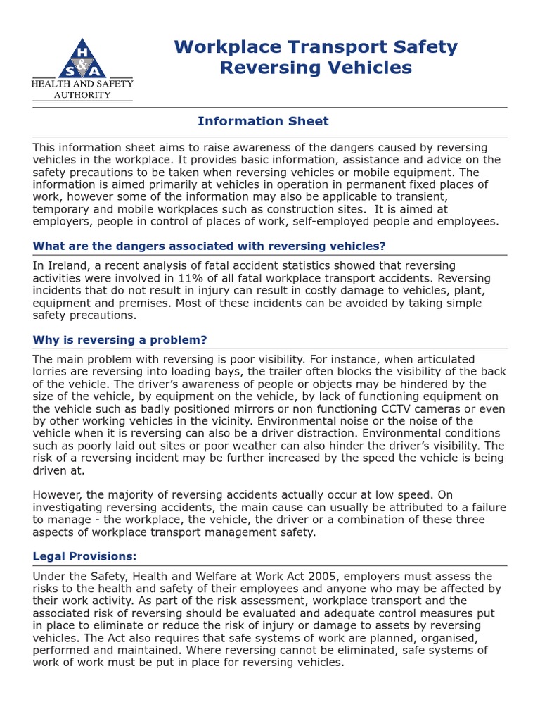 Vehicle Reversing Safety | PDF | Traffic Collision | Occupational ...