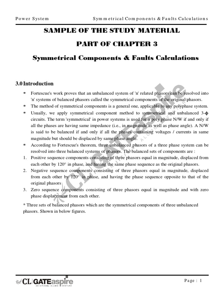 Symmetrical Components & Faults Calculations | PDF | Electrical ...