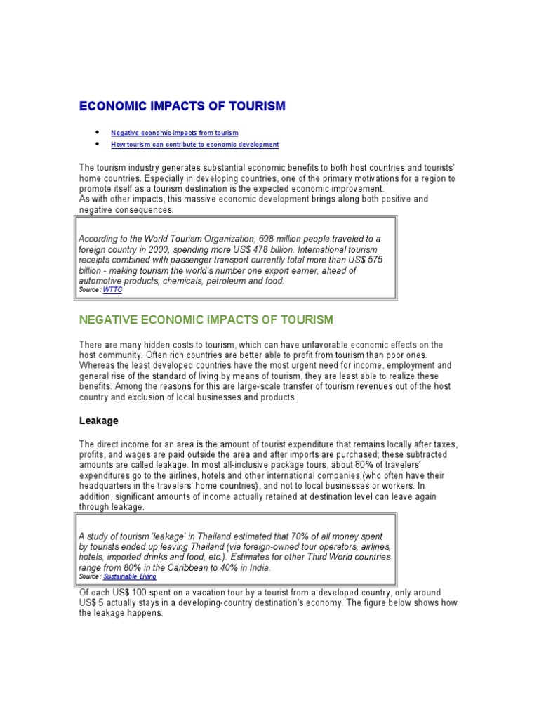 Economic Impacts of Tourism | PDF | Tourism | Taxes