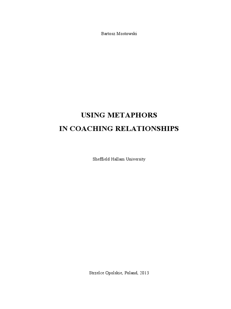 Using Metaphors in Coaching Relationships: Bartosz Mostowski | Download ...