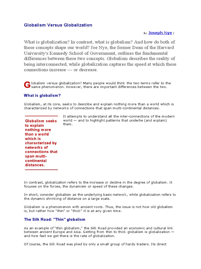 Globalism Versus Globalization | PDF | Nature