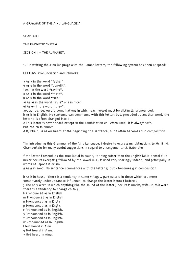 A Grammar of The Ainu Language | PDF | Grammatical Number | Grammatical ...