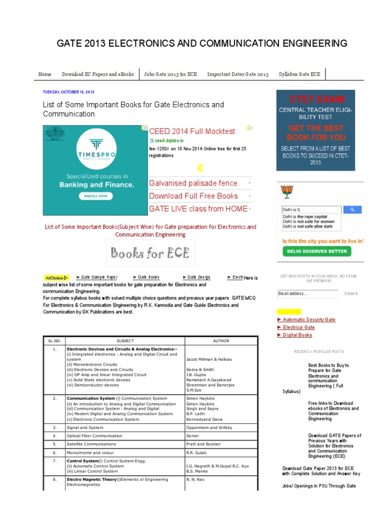 Imp Books For Ece Competitive Exam | PDF | Electronic Engineering ...