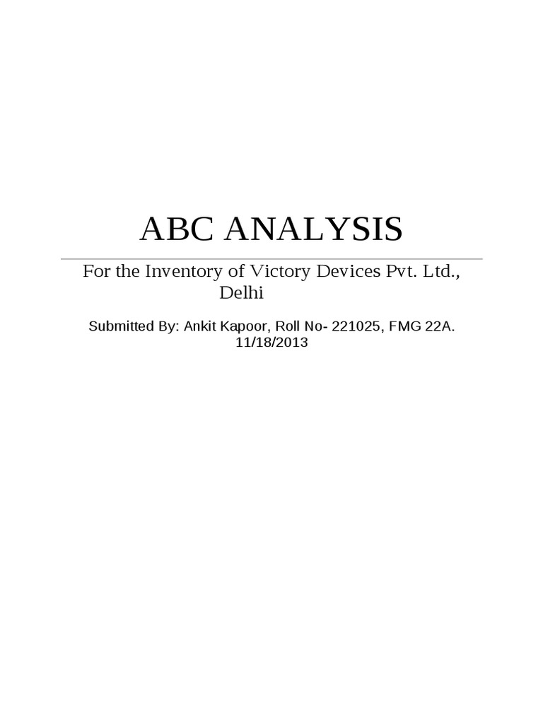ABC Analysis Inventory Control | PDF | Global Business Organization ...