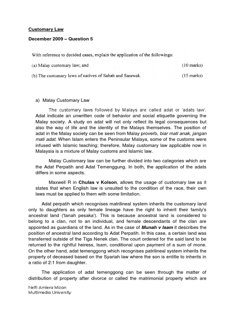 Customary Law 2 | PDF