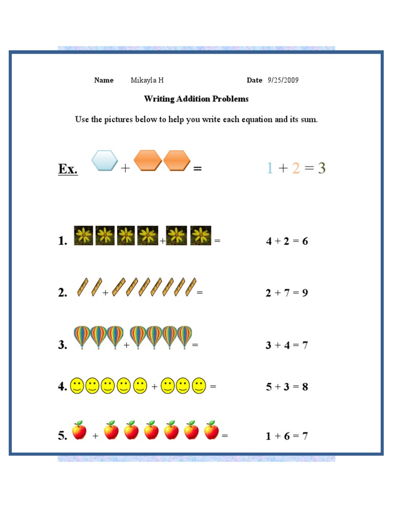 Addition Problems with Visual Aids | PDF