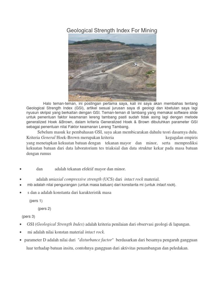 Geological Strength Index For Mining | PDF | Sains & Matematika