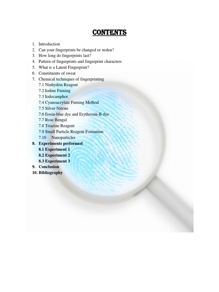 Applications of Chemistry in Fingerprint Detection: An Investigation of ...