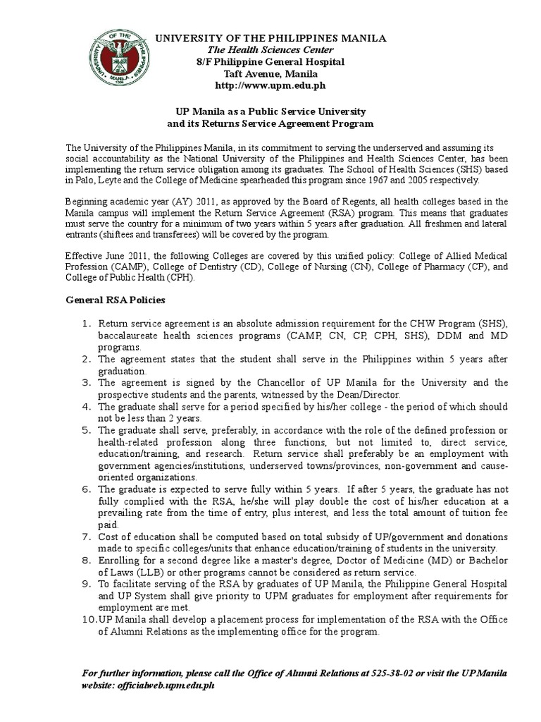 General Return Service Agreement (RSA) Guidelines | PDF | Health Care ...