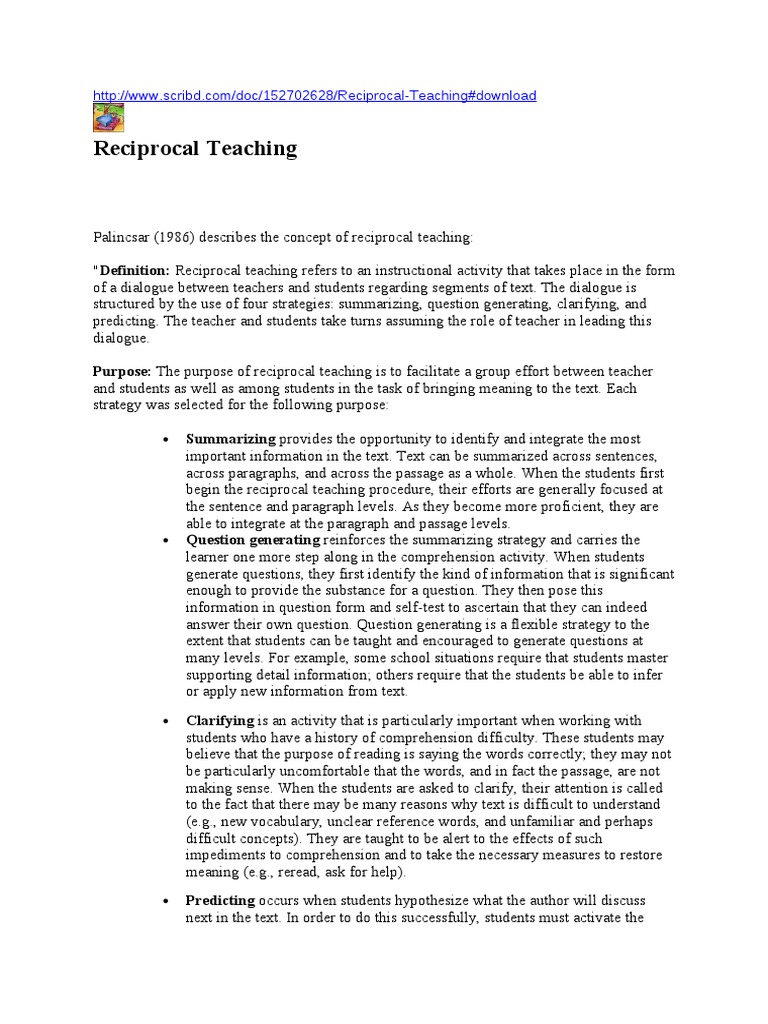 Reciprocal Teaching | PDF