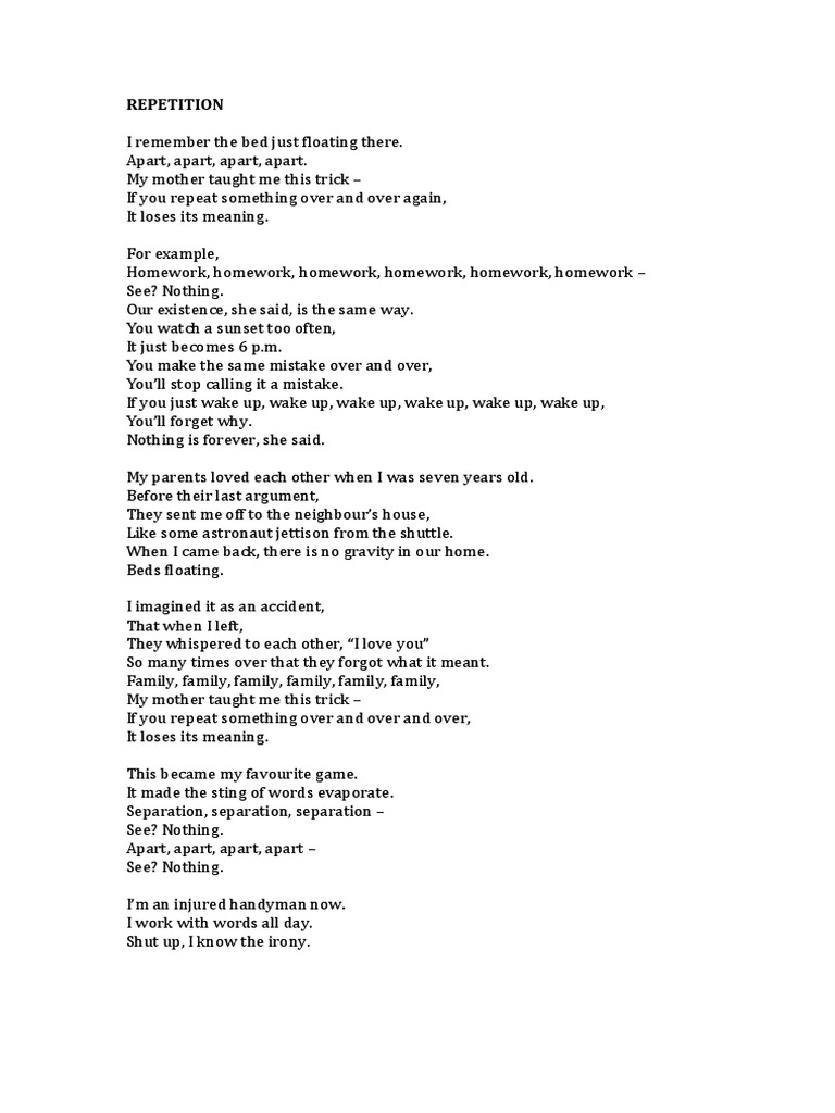 Phil Kaye's Poem on Repetition | PDF | Art