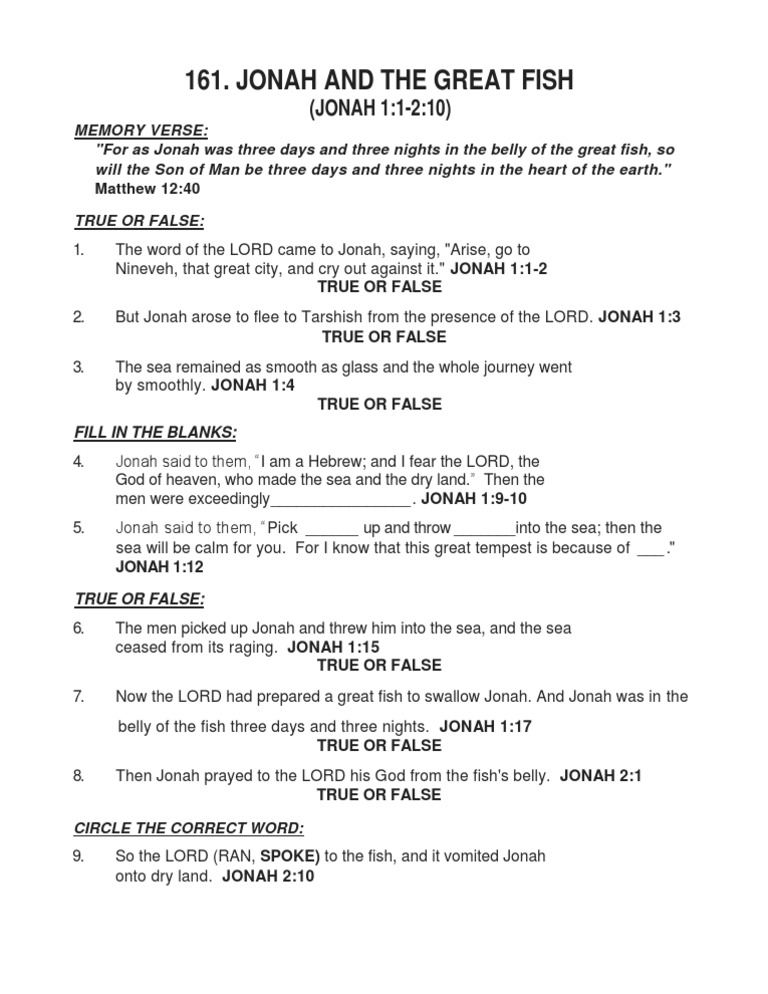 Jonah Worksheet | PDF