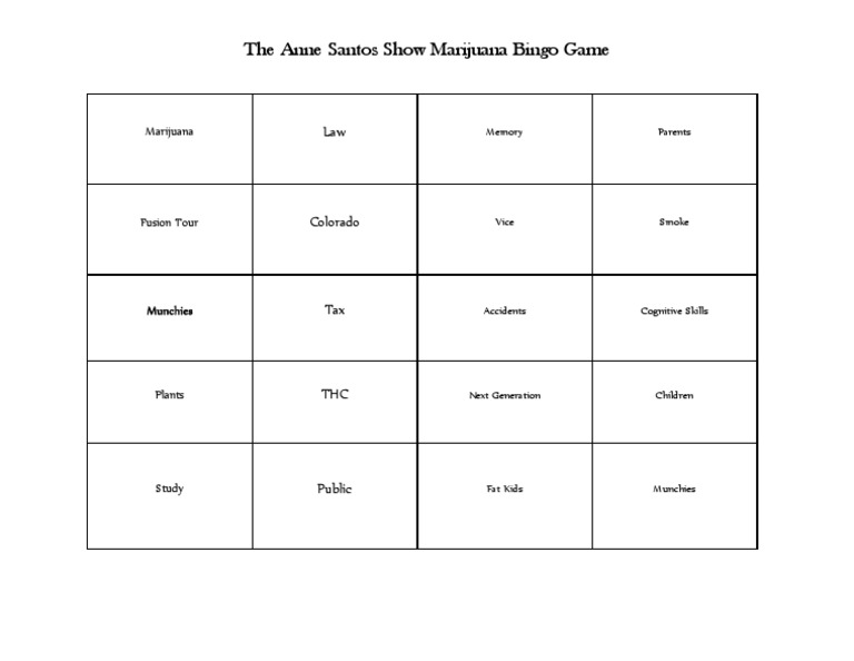Marijuana Bingo Game for Parents | PDF | Games & Activities
