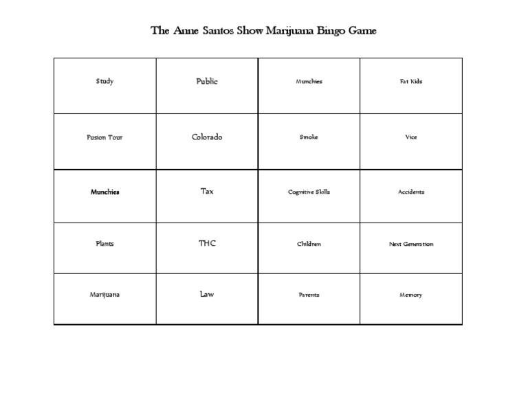Marijuana Bingo Game for Families | PDF