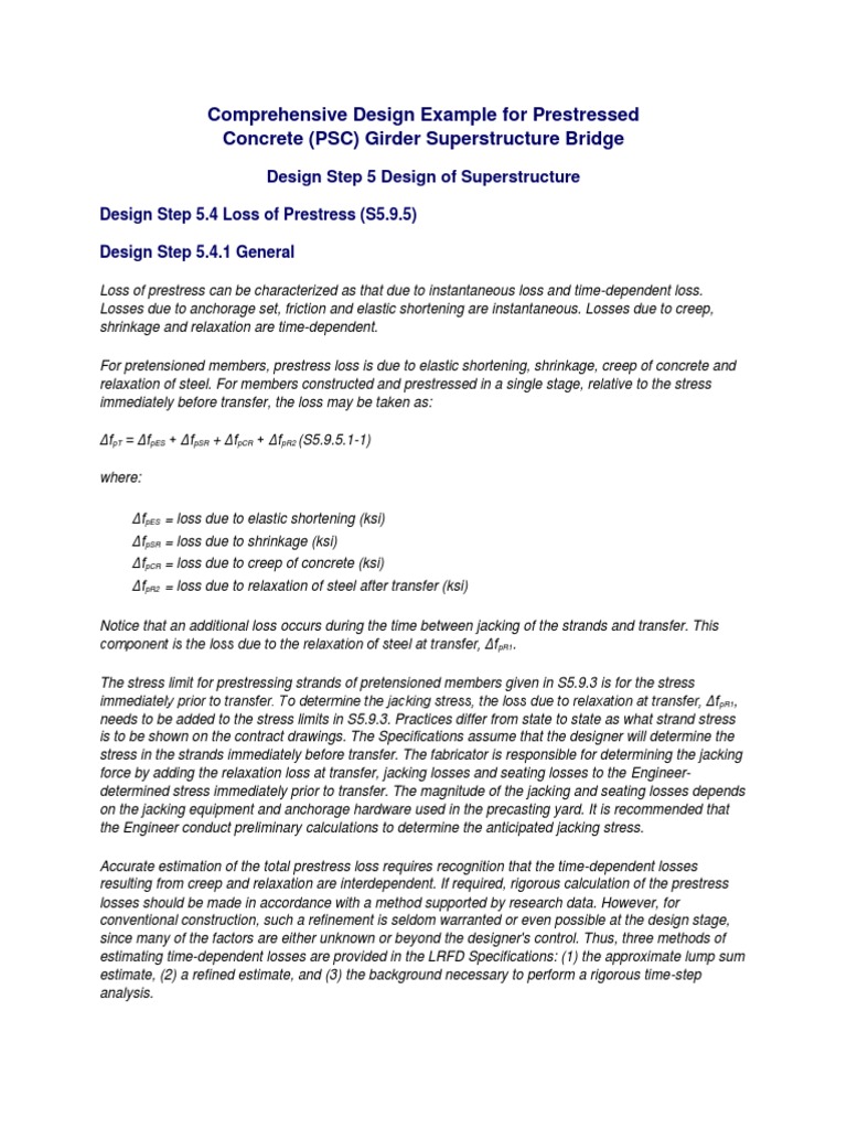 Comprehensive Design Example For Prestressed | PDF | Prestressed ...