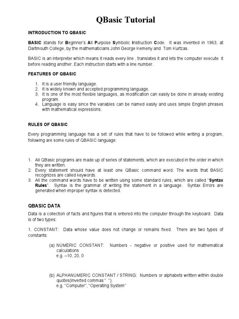 8 - Qbasic Tutorials | Download Free PDF | Variable (Computer Science) | Control Flow