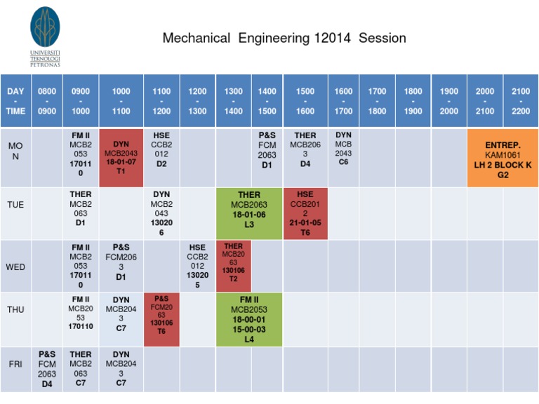 UTP Timetable 2Y 2S | PDF | Technology & Engineering