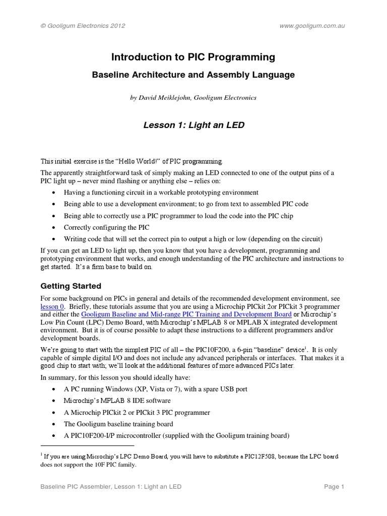 PIC12F509-Introduction To PIC Programming | PDF | Pic Microcontroller ...