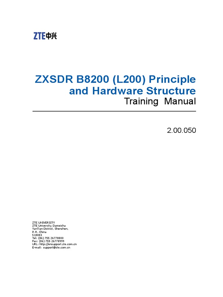 ZXSDR B8200 (L200) Principle and Hardware Structure Training Manual | PDF
