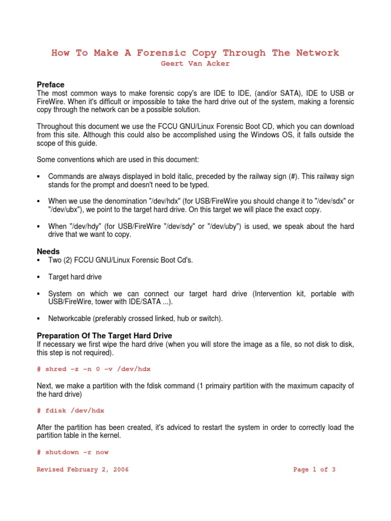 How To Make A Forensic Copy Through The Network | PDF | Hard Disk Drive ...