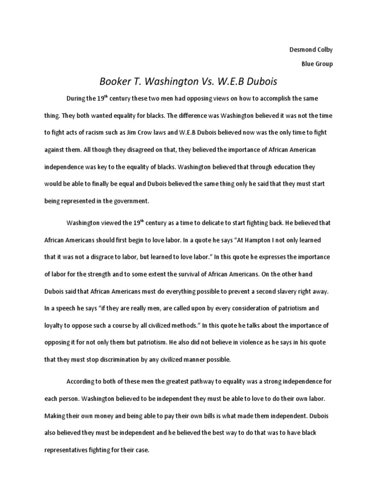 Booker T. Washington vs. W.E.B Dubois | PDF