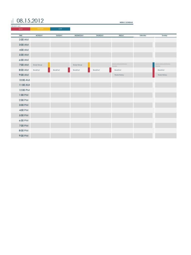 Weekly Schedule 2 | PDF