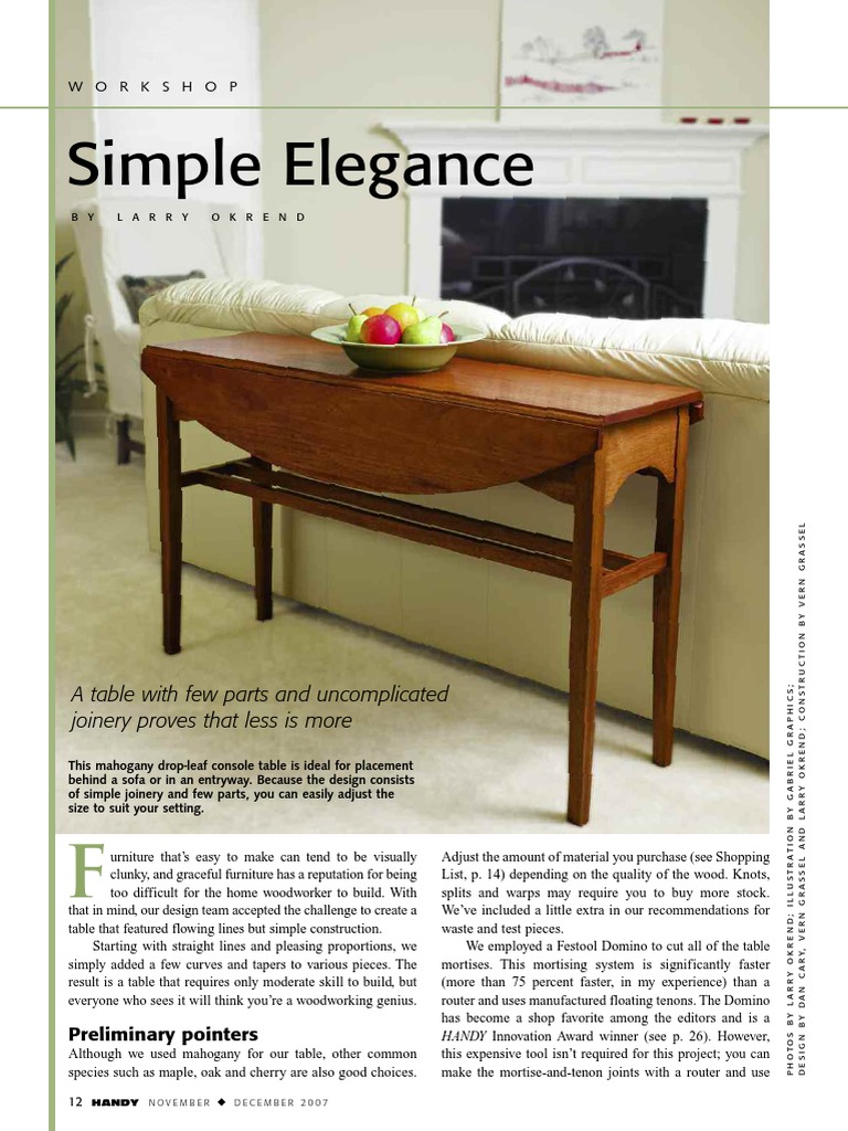 Simple Elegance: A Table With Few Parts and Uncomplicated Joinery ...