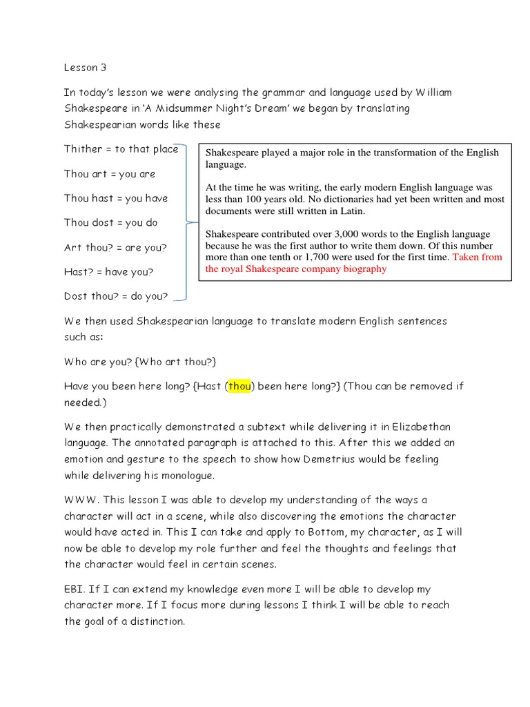 Analyzing Shakespeare's Language | PDF | Language Arts & Discipline
