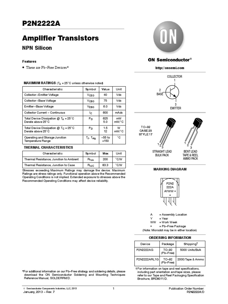 P2N2222A Amplifier Transistors: NPN Silicon | PDF