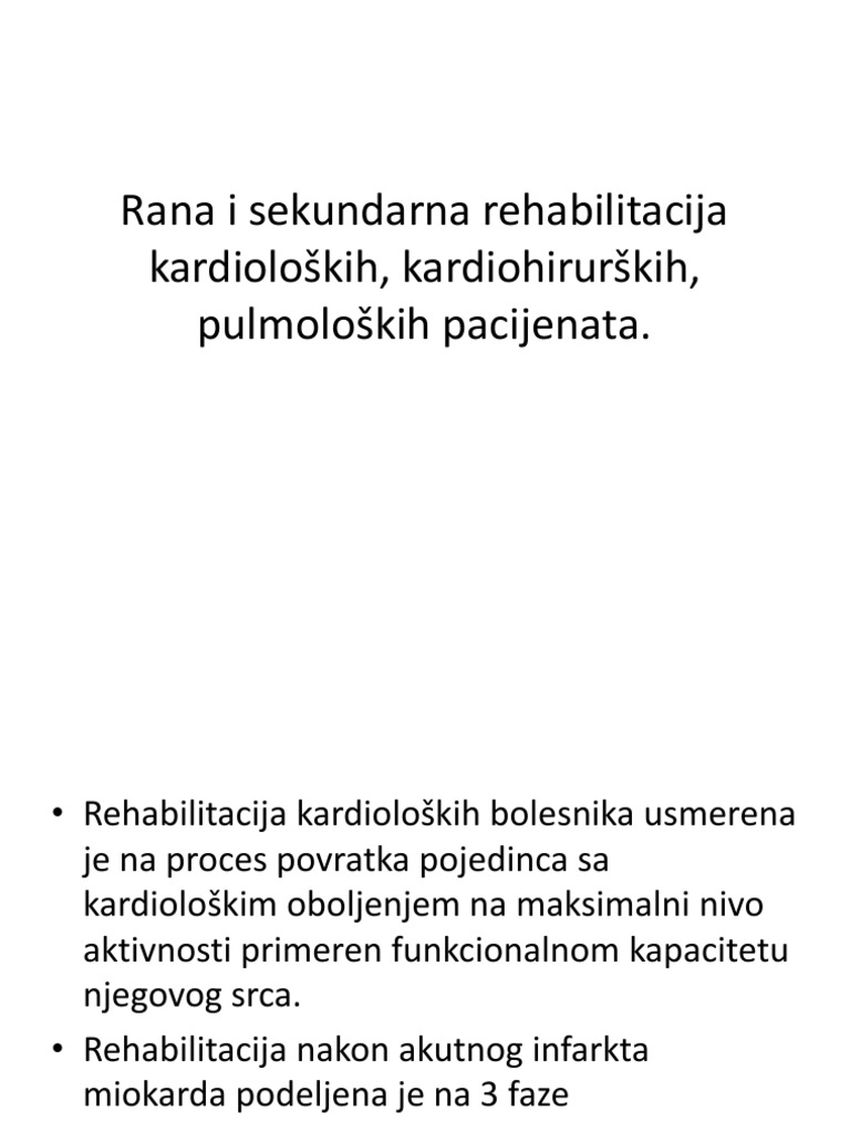 Rehabilitacija Kardioloskih, Kardiohirurskih I Pulmoloskih Bolesnika | PDF