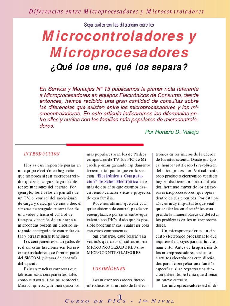 Diferencias Microprocesadores Microcontroladores | PDF | Microcontrolador | Microprocesador