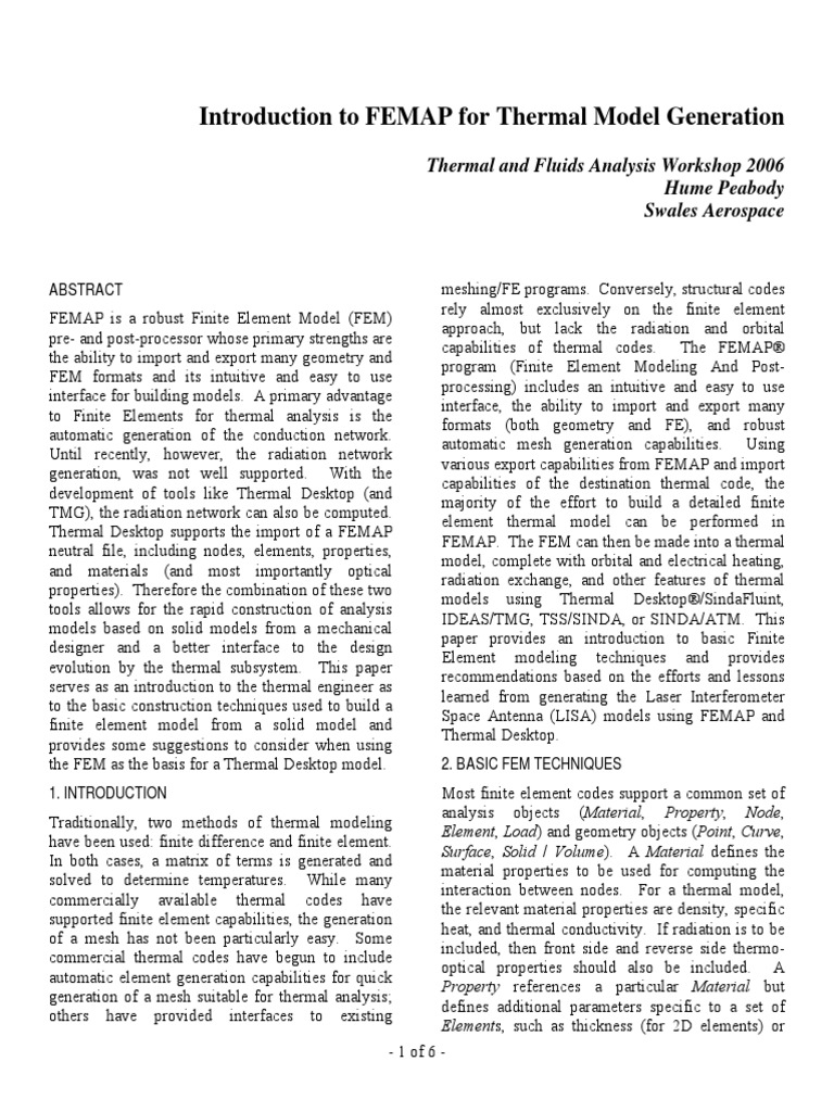 Introduction To FEMAP For Thermal Model Generation | PDF | Finite ...