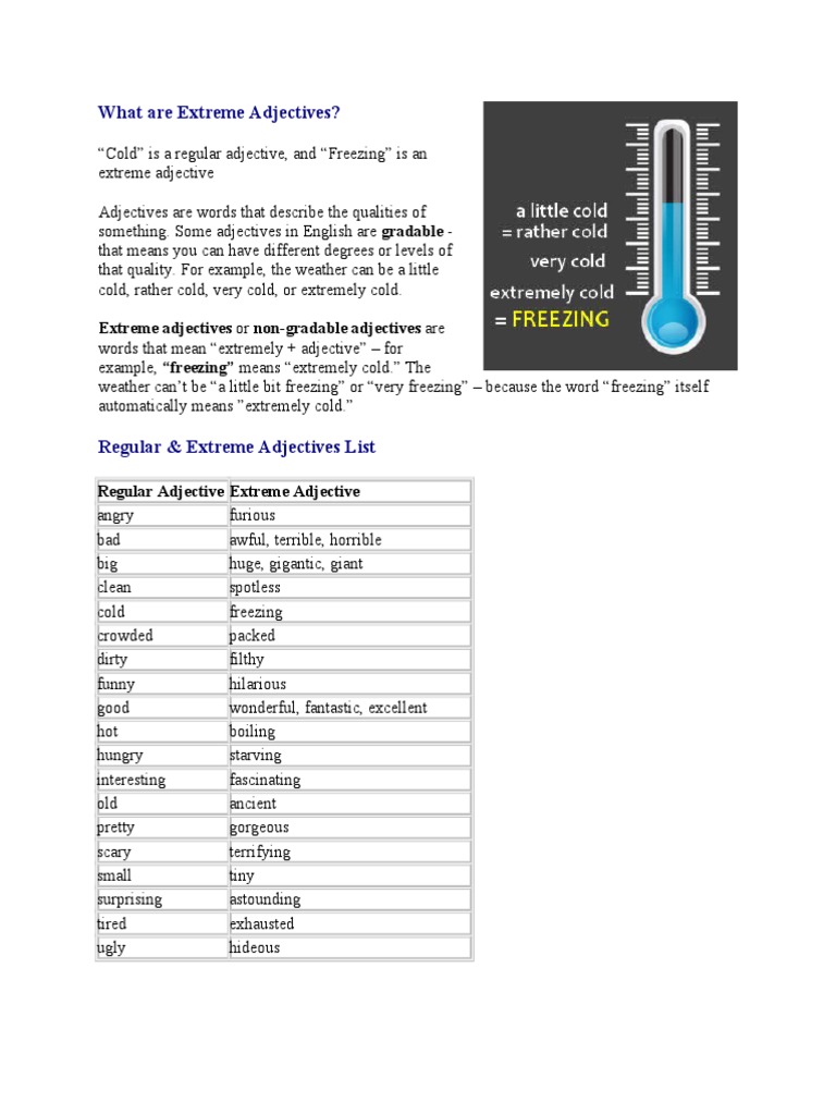 Extreme Adjectives | PDF | Vocabulary | Semantics