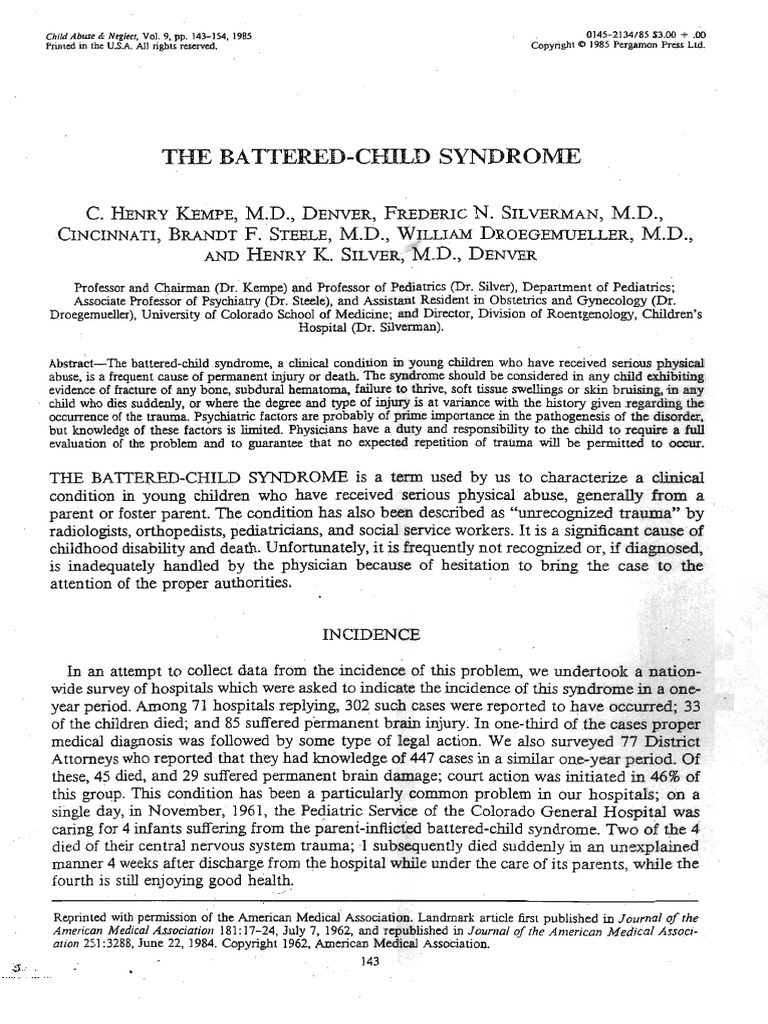 The Battered Child Syndrome | PDF | Human Development | Health Sciences