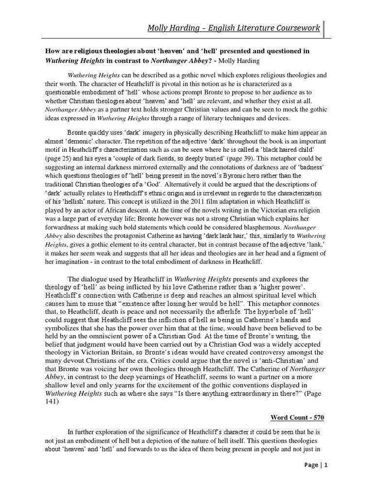 Wuthering Heights and Northanger Abbey - AS English Literature Essay ...