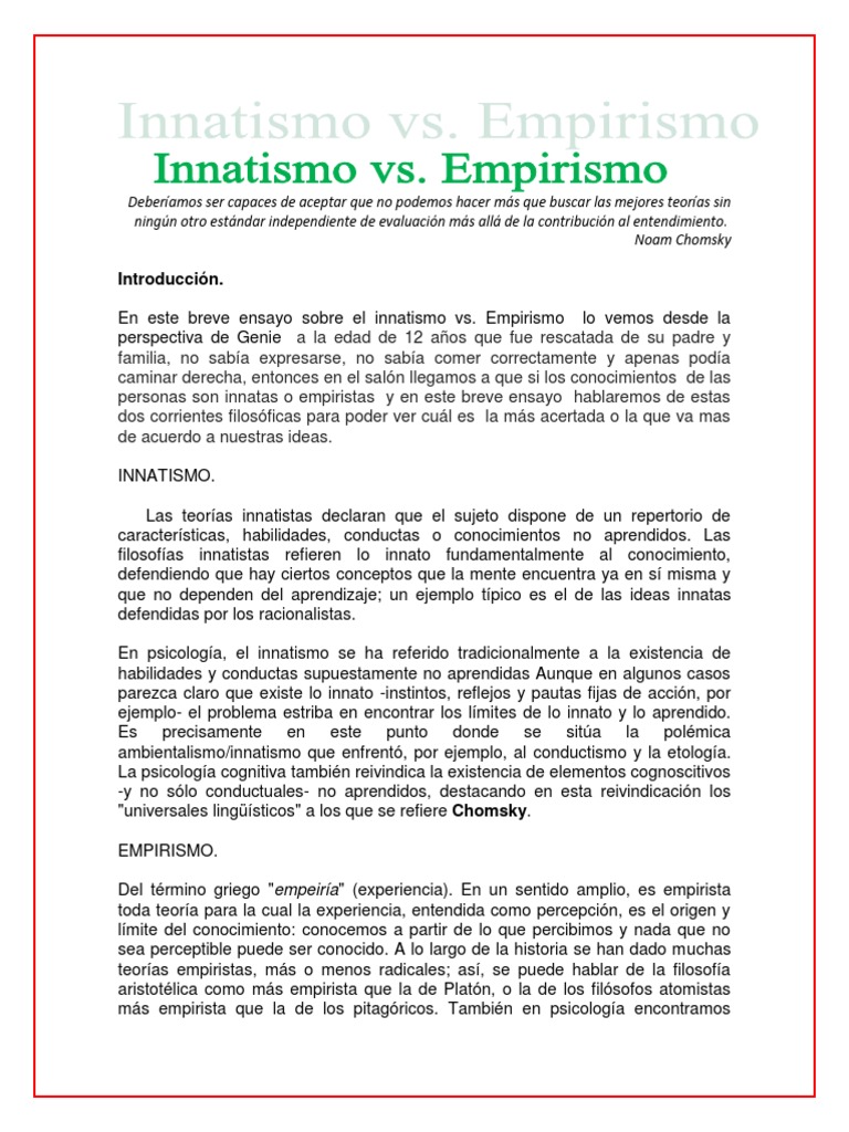 Empirismo Vs Innatismo | PDF | Empirismo | Science