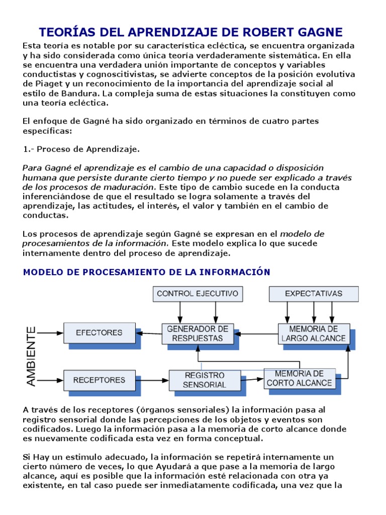 TEORÍAS DEL APRENDIZAJE DE ROBERT GAGNE Teoria Conductista, Cognoscitivista | Descargar gratis ...