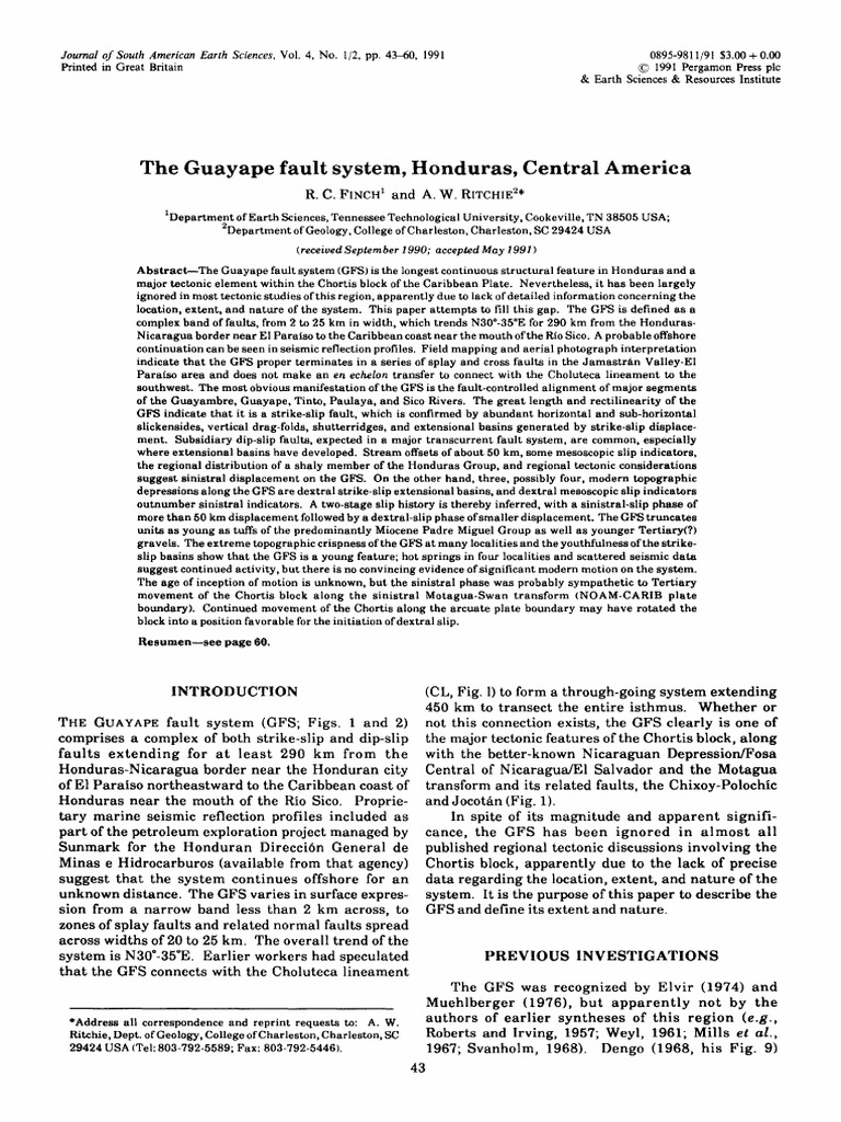 Sistema de Fallas Guayape HONDURAS | PDF | Fault (Geology) | Valley