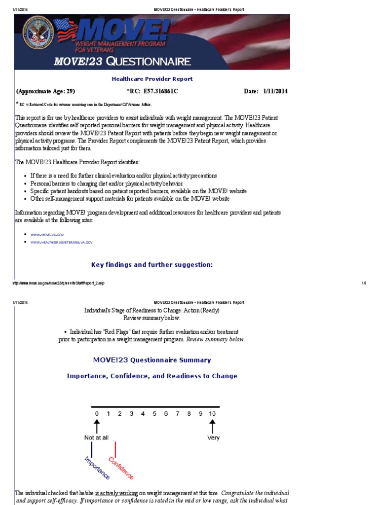 MOVE!23 Questionnaire - Healthcare Provider's Report | PDF | Binge ...