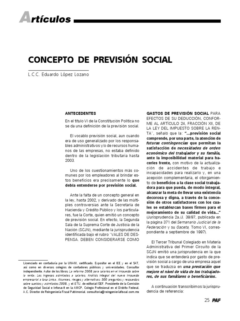 Definición de Previsión Social en México | PDF | Caso de ley | Impuestos