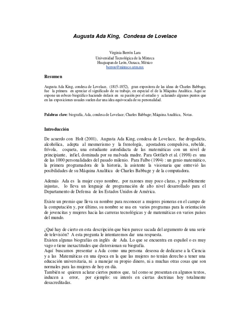 Augusta Ada King | PDF | Lord Byron | Science