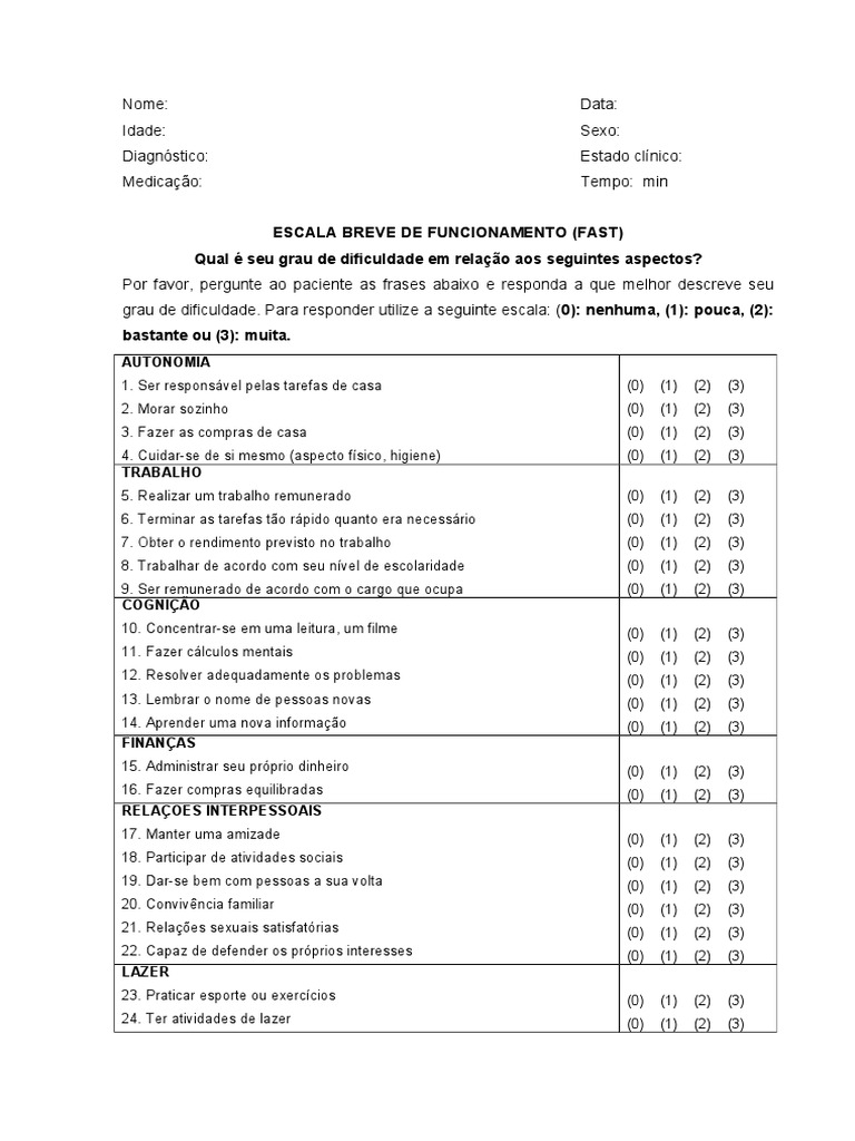 Fast Escala Portugues | PDF | Bem-estar