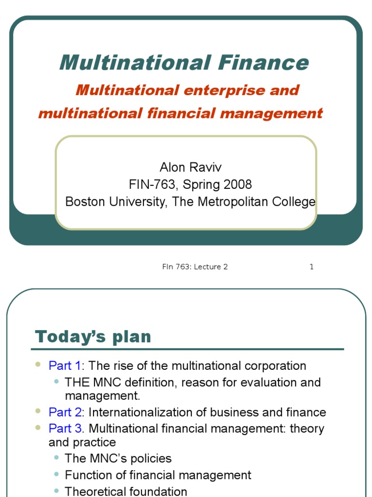 Multinational Finance: Multinational Enterprise and Multinational ...